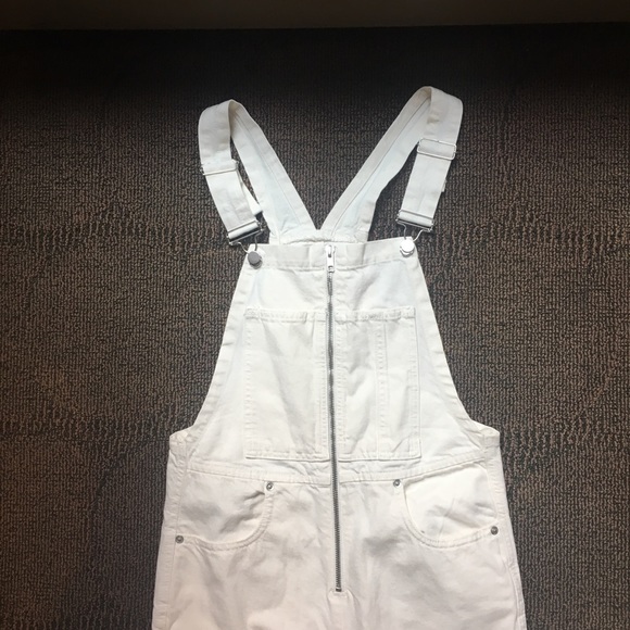 Zara | Jeans | Zara Zip Front Overalls Pantsuit White Xs | Poshmark